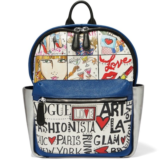 Brighton | Bags | Brighton Blue And White Graphic Backpack | Poshmark